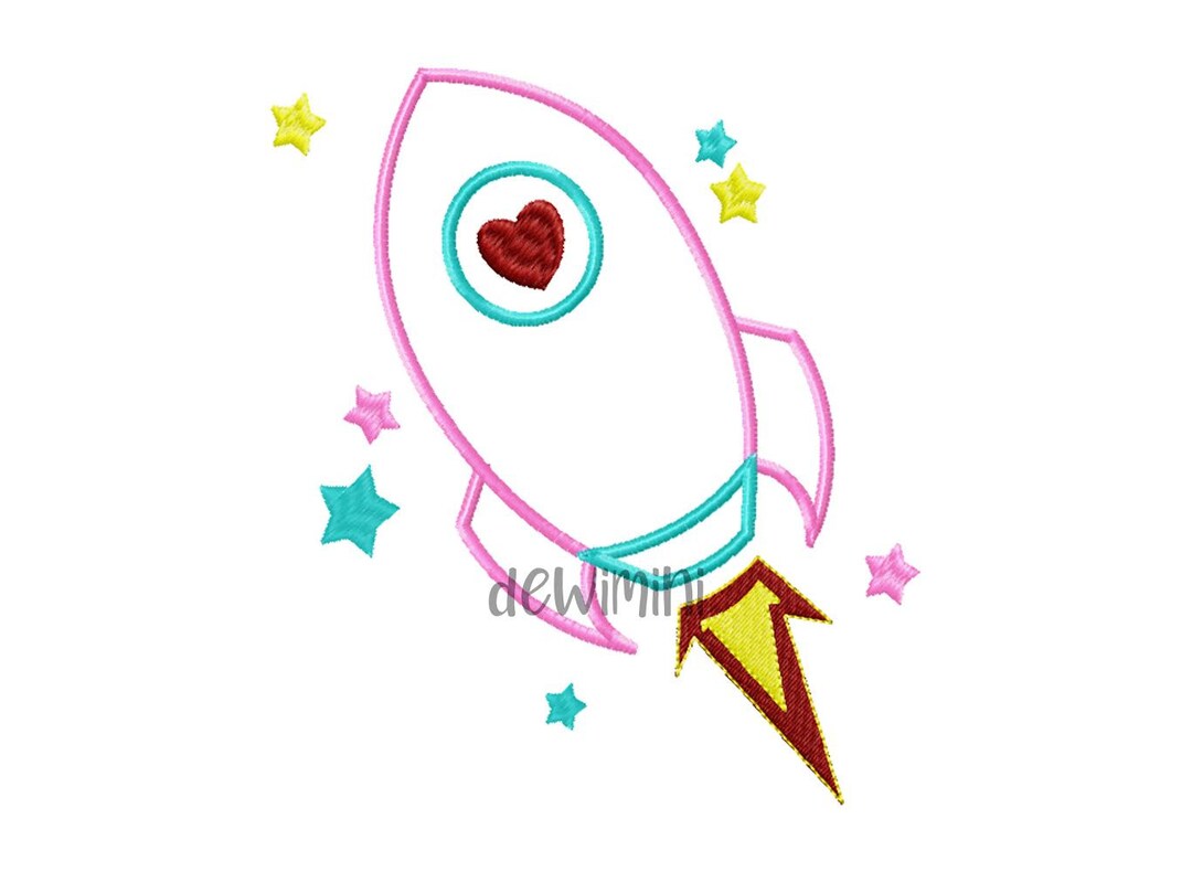 Cute Rocket Applique Embroidery Design, Spaceship Embroidery Designs ...