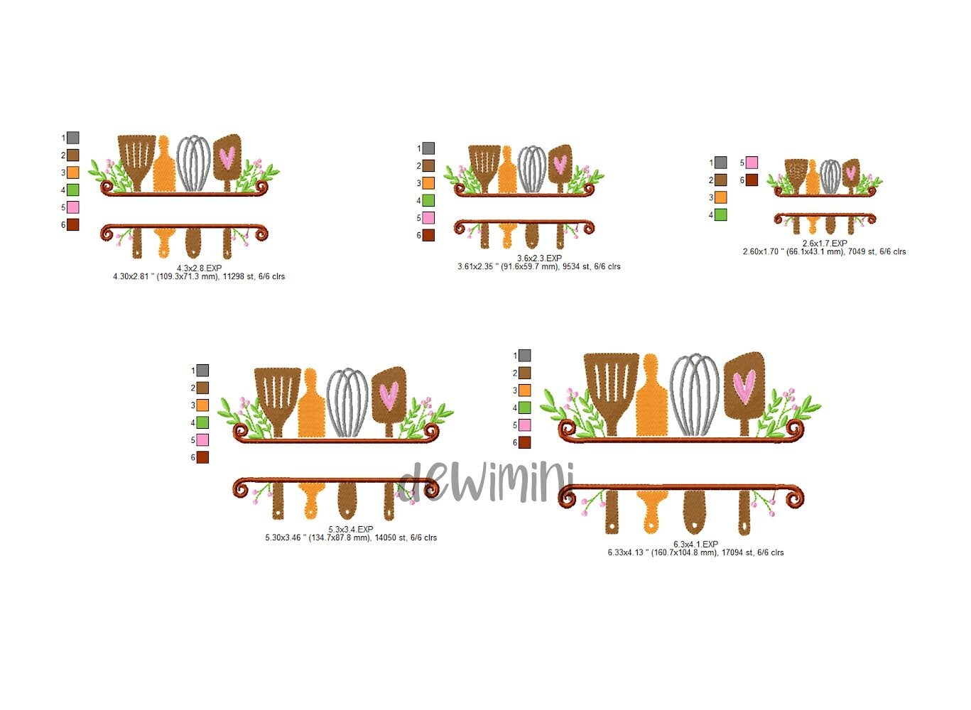 Kitchen Utensils Split Embroidery Design, Baking Tools Embroidery ...
