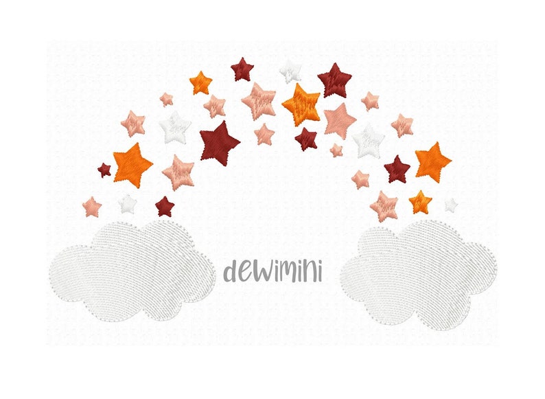 Boho Retro Rainbow Stars Embroidery Design Colorful Star - Etsy