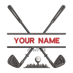 Golf Stick Split Name Embroidery Design, Golf Embroidery Design, Sport ...
