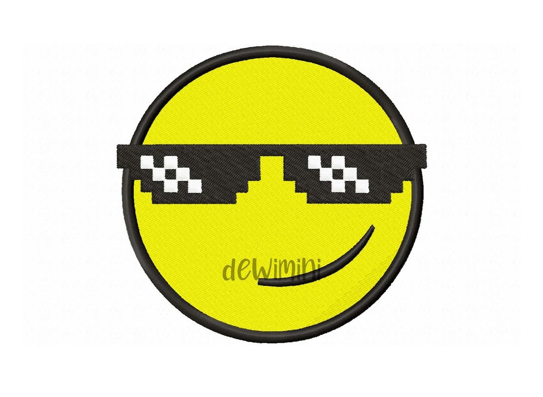 Emoji Smile Thug Life Emoticon Embroidery Design, Happy Face Machine Embroidery File, Machine ...