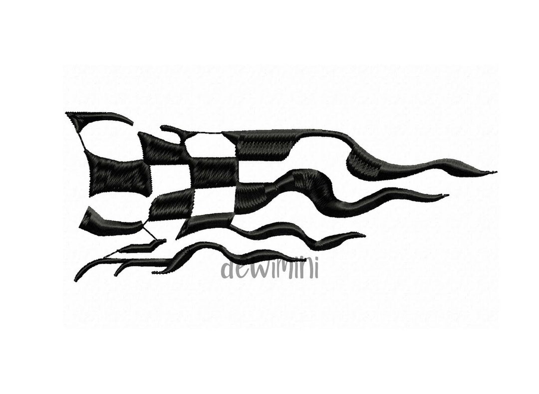 Racing Flag Wave Embroidery Design, Checkered Racing Flags Embroidery ...
