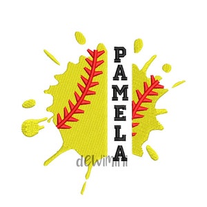 Softball Splash Split Name Embroidery Design, Sport Embroidery Design ...
