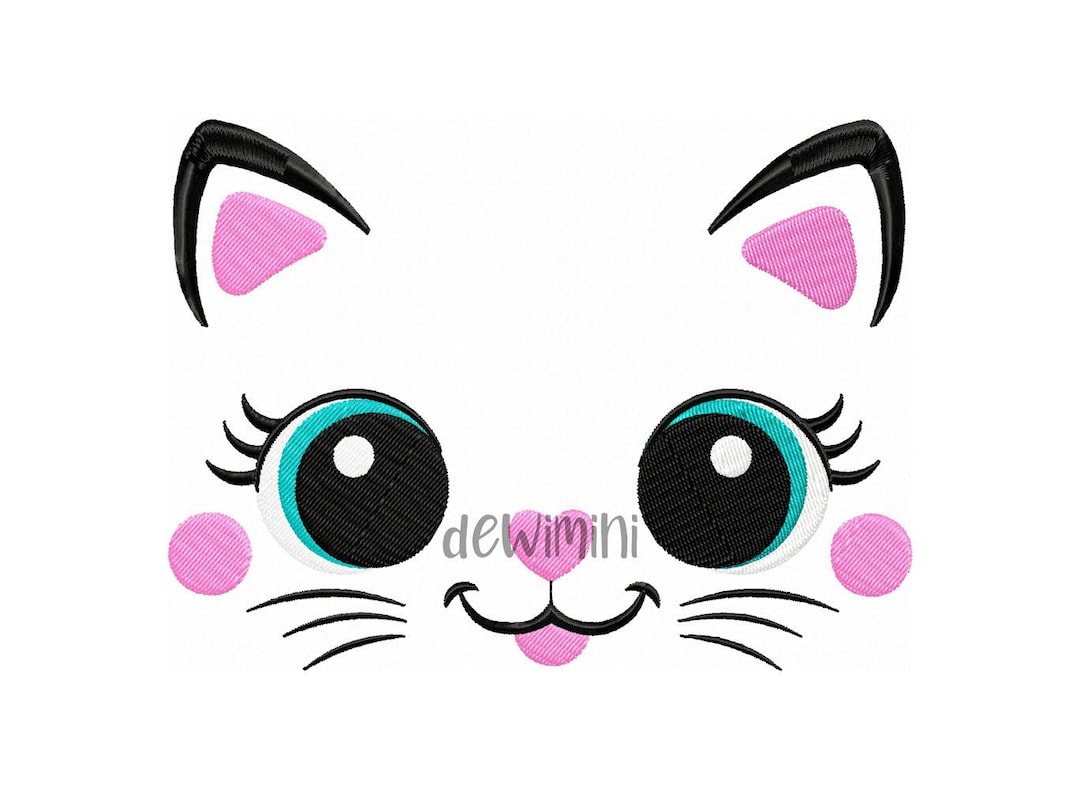 Cat Face Embroidery Design, Cute Baby Cat Face Embroidery Design ...