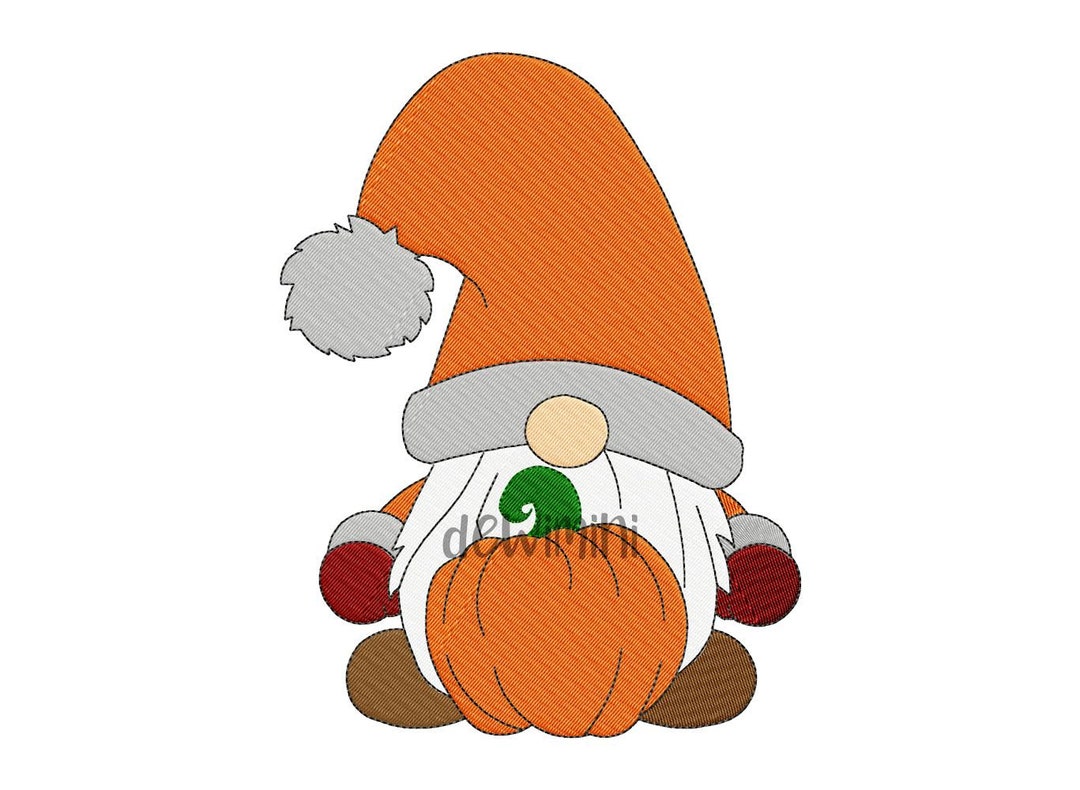Fall Gnome With Pumpkin Embroidery Design, Autumn Gnome Embroidery File ...