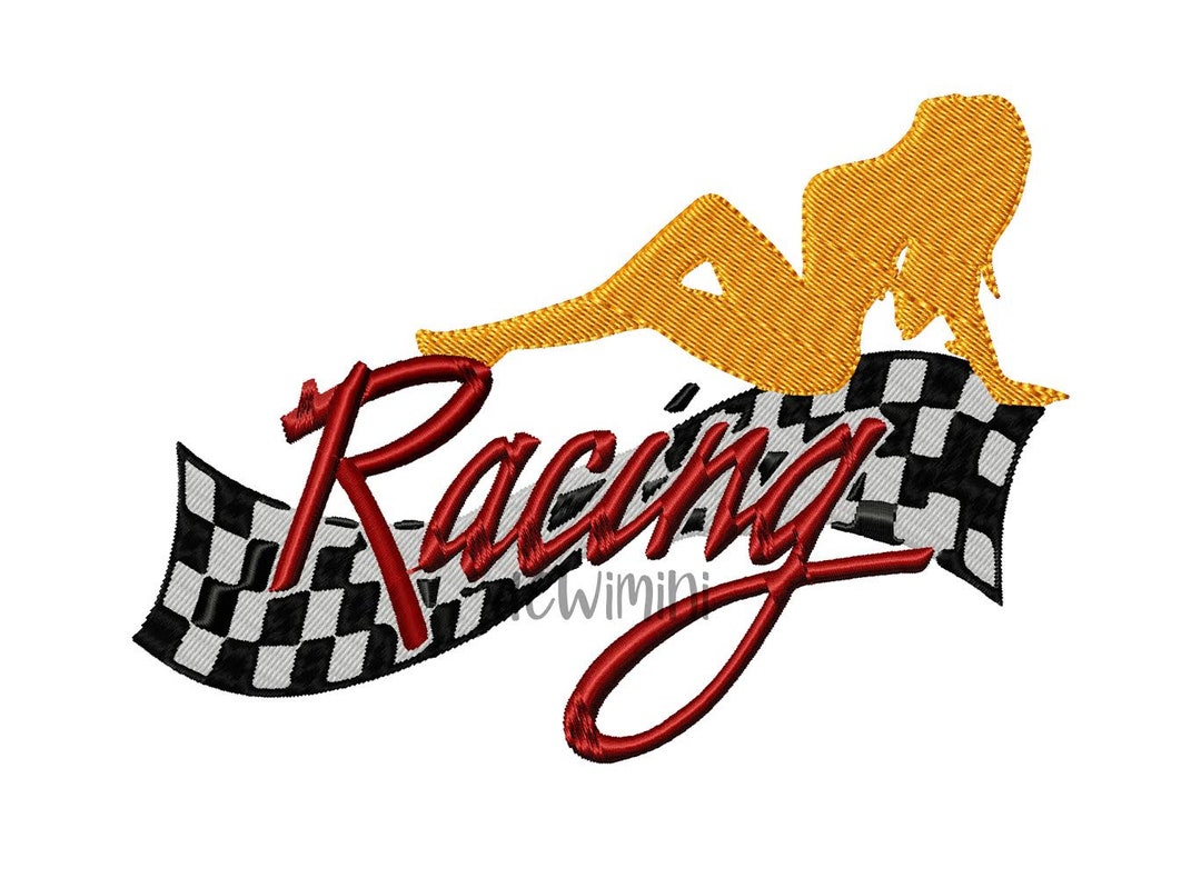 Woman Racing Flags Embroidery Design,checkered Racing Flags Embroidery ...
