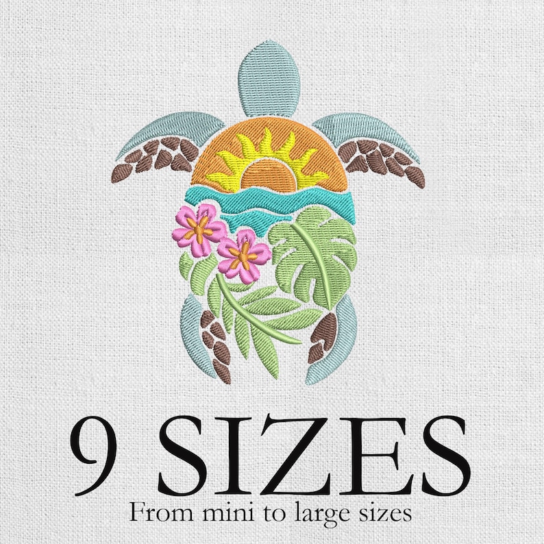 Sea Turtle Embroidery Design, Landscape Machine Embroidery, Cute ...