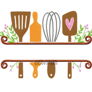 Kitchen Utensils Split Embroidery Design, Baking Tools Embroidery ...