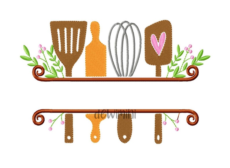 Kitchen Utensils Split Embroidery Design Baking Tools - Etsy
