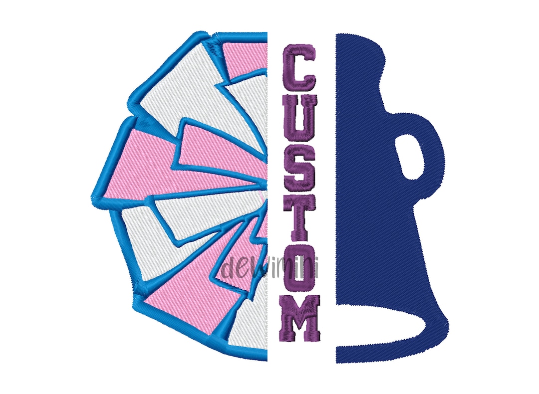 Split Name Cheer Pom Pom Megaphone Machine Embroidery Design, Cheer ...