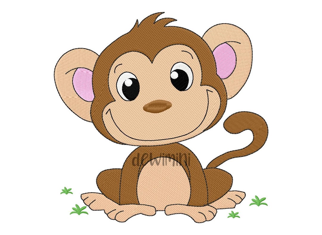 Monkey Plants Embroidery Design, Animals Embroidery Design, Zoo ...
