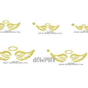 Angel Wings Embroidery Design, Halo Angel Wings Embroidery Design, Baby ...