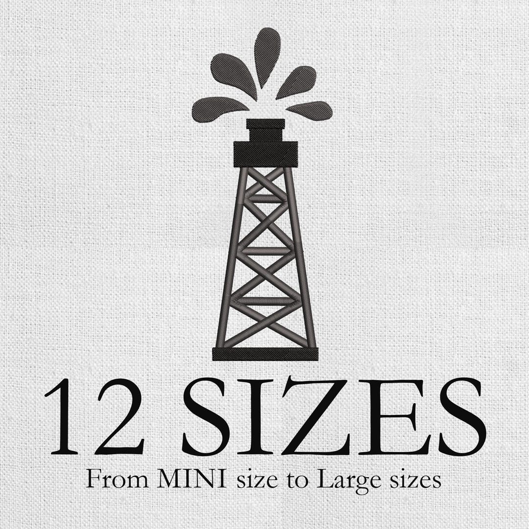 Oil Rig Embroidery Design, Mini Oil Rig Embroidery, Silhouette, Machine ...