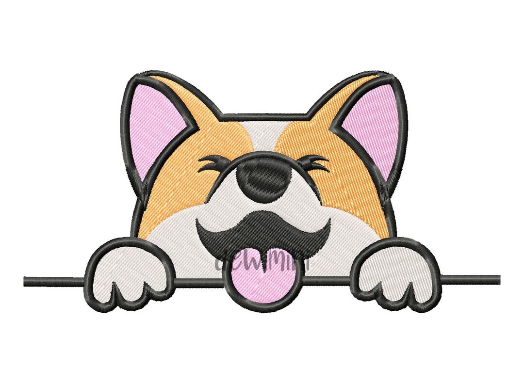 Peek A Boo Corgi Embroidery Design, Cute Baby Corgi Embroidery Design ...