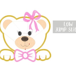 Cute Girl Bear Applique Embroidery Design, Bear Face Embroidery, Teddy ...