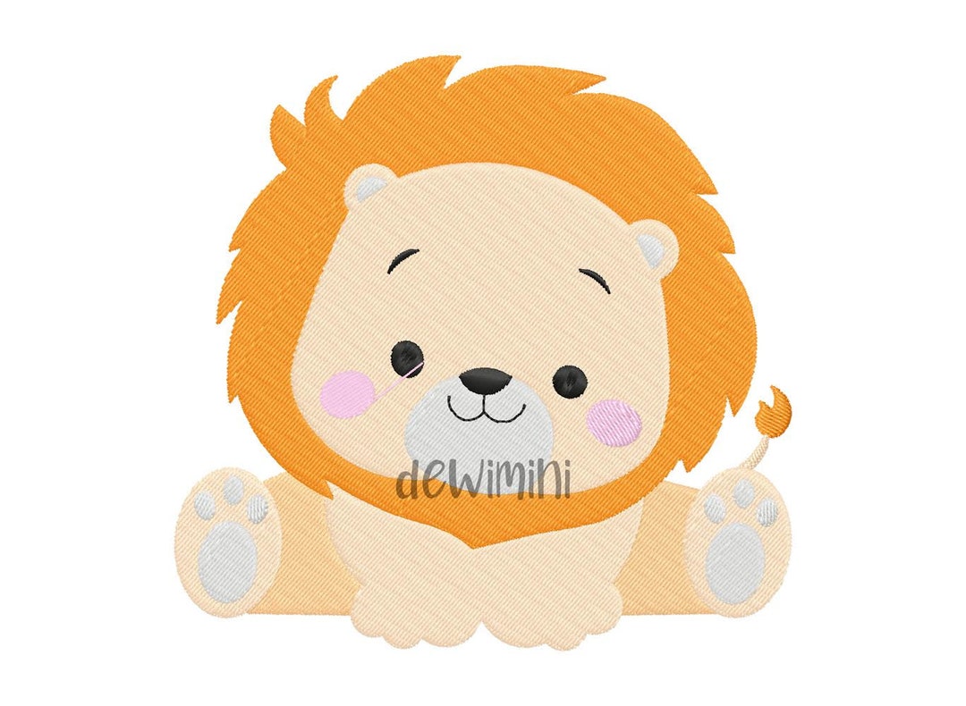 Cute Baby Lion Embroidery Design, Safari Embroidery Design, Animal ...