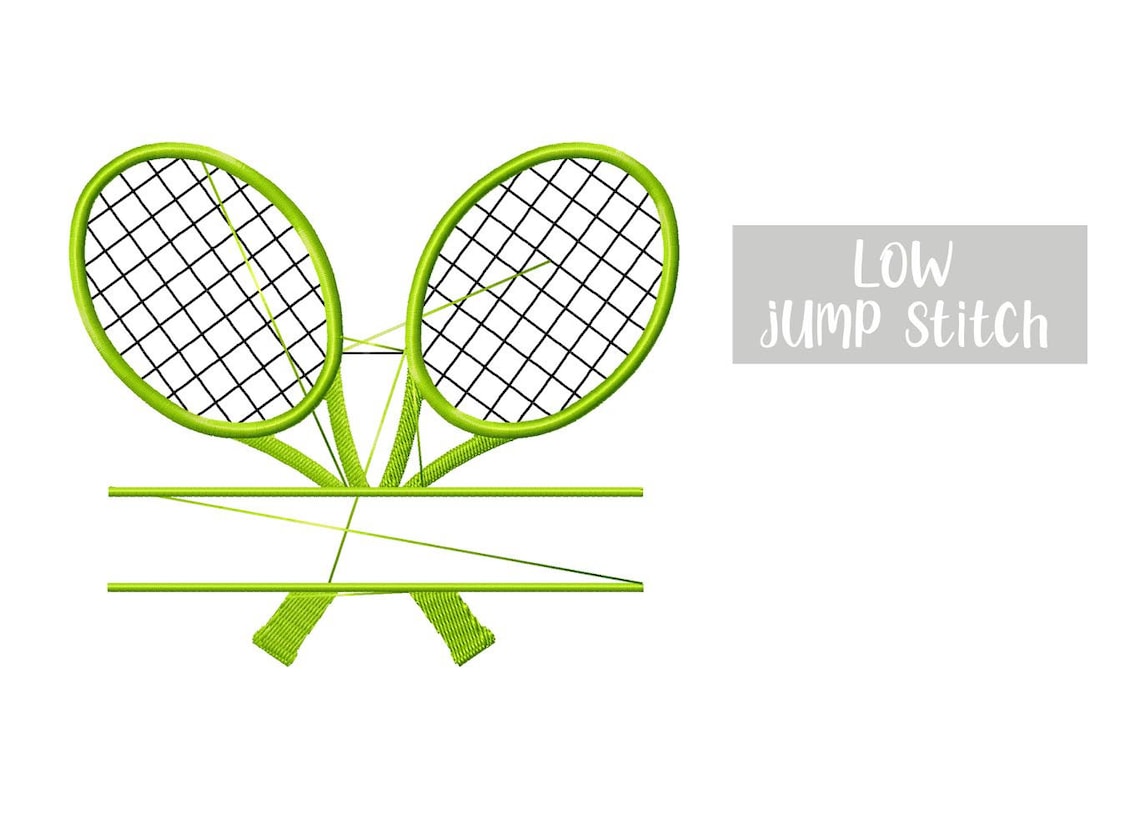 Split Tennis Rackets Embroidery Design, Tennis Ball Embroidery Design ...