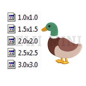 Mini Mallard Duck Machine Embroidery Design, Mini Duck Embroidery ...