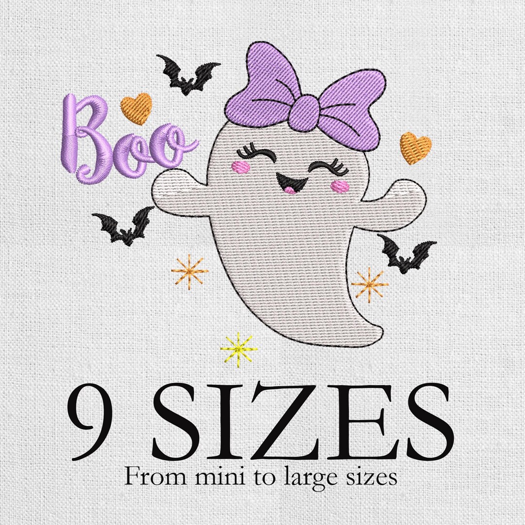 Boo Girl Ghost Embroidery Design, Halloween Embroidery Design, Machine ...