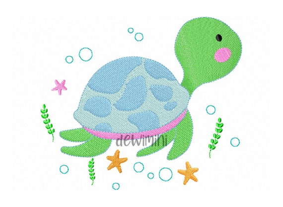 Cute Sea Turtle Embroidery Design Baby Embroidery Design - Etsy