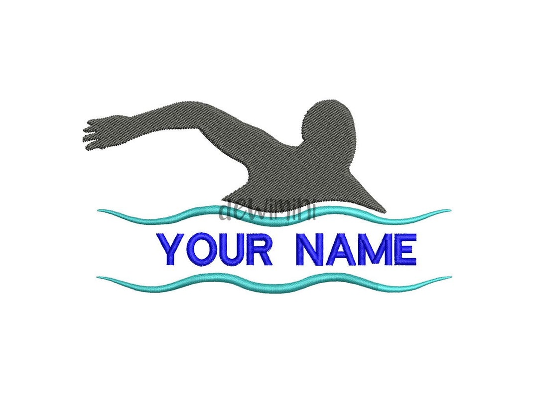 Swimmer Split Name Embroidery Design, Swimmer Embroidery Design, Sport ...