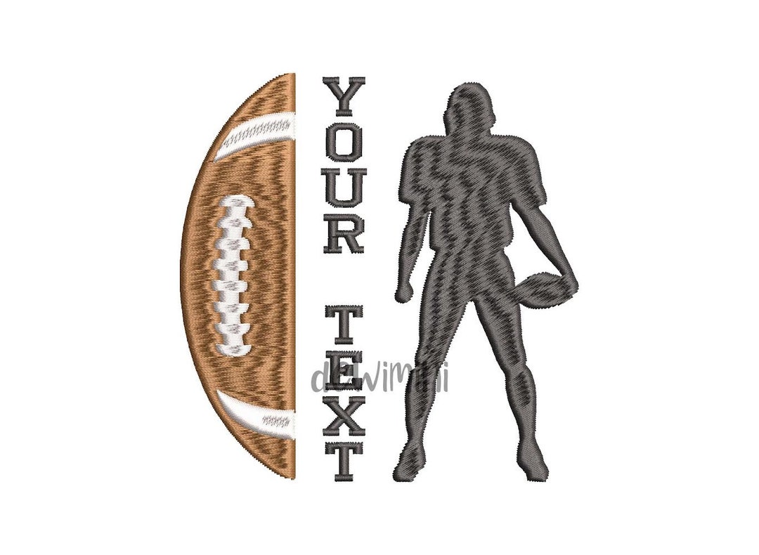 American Football Split Name Vertical, Sport Embroidery Design, Machine ...