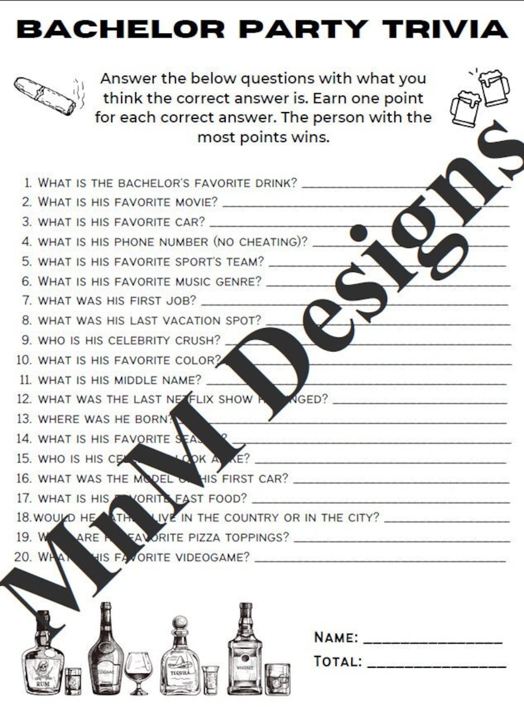 Bachelor Party Trivia Quiz Game Digital Download - Etsy