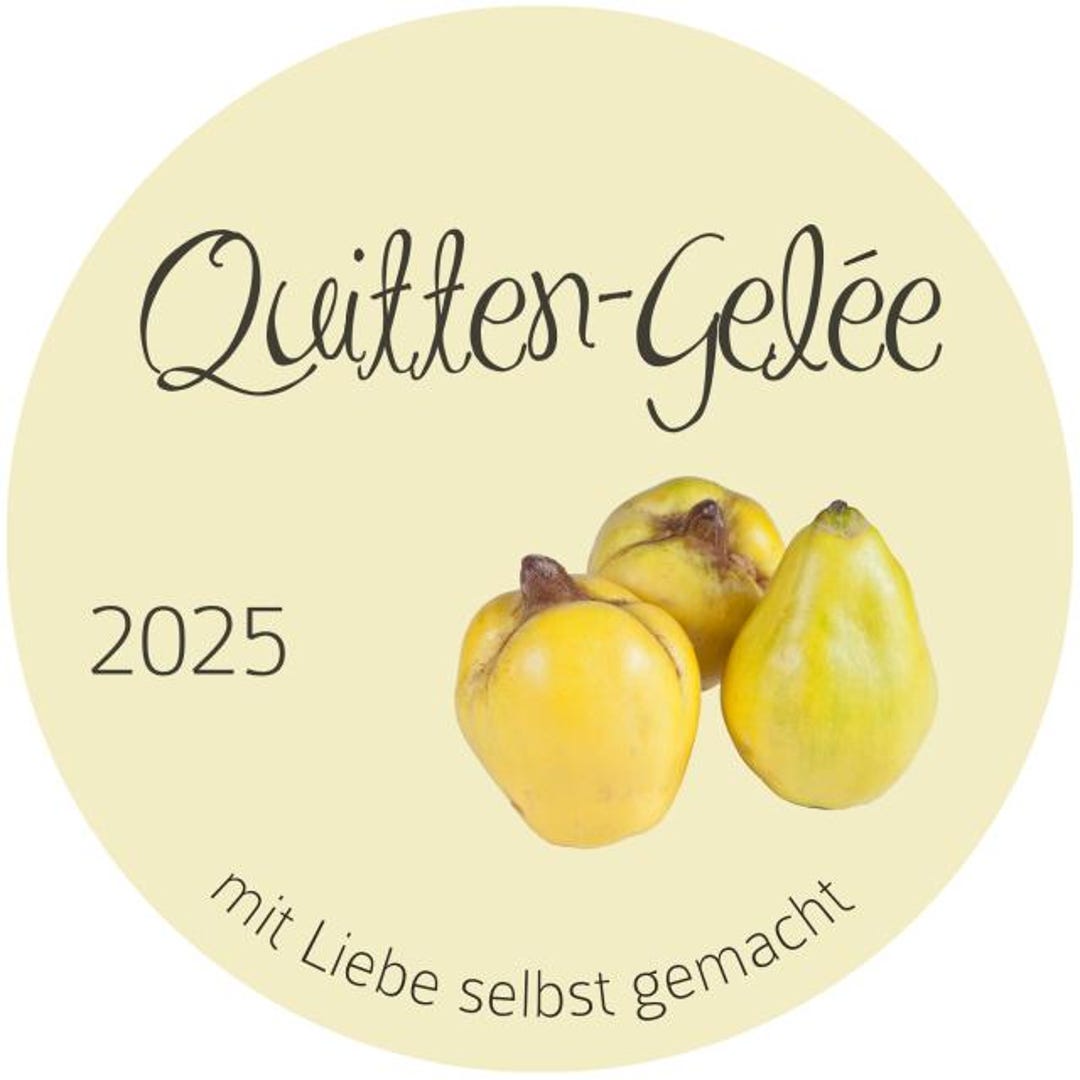 Quittengelée Marmelade Etiketten - Laserdruck, Durchmesser 4 cm oder 5 ...