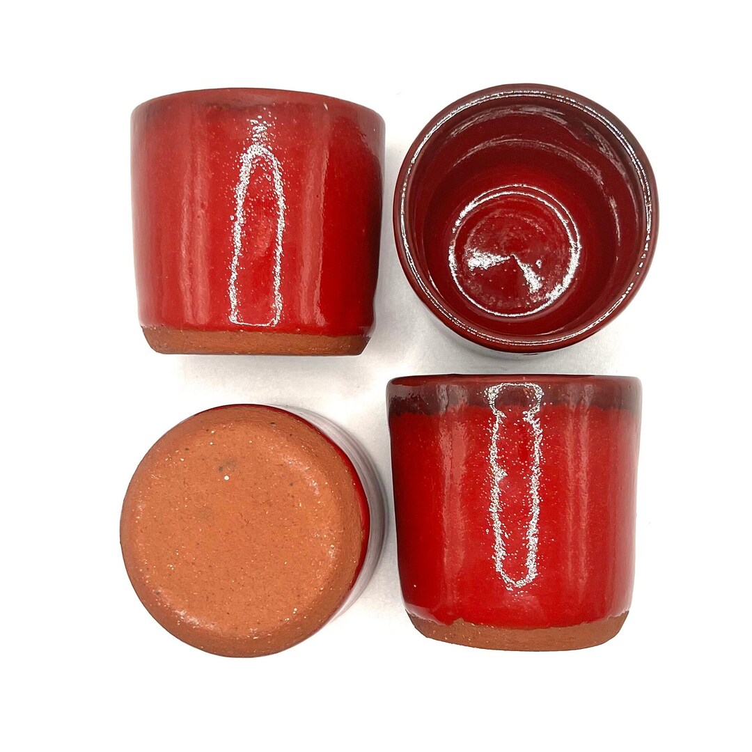 Espresso Coffee Hand Made Clay Cups RED-CHILI Set of 4 - Etsy
