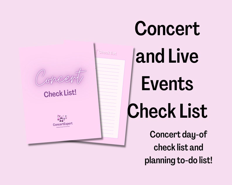 Concert Check List, Downloadable Live Event Planning List, Concert ...