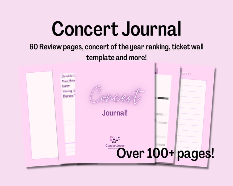 Concert Journal, Live Event Scrapbook Download, Music Journal, Concert ...