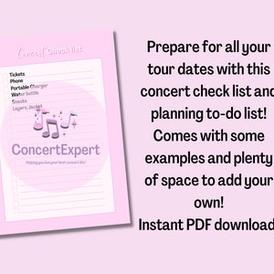 Concert Check List, Downloadable Live Event Planning List, Concert ...