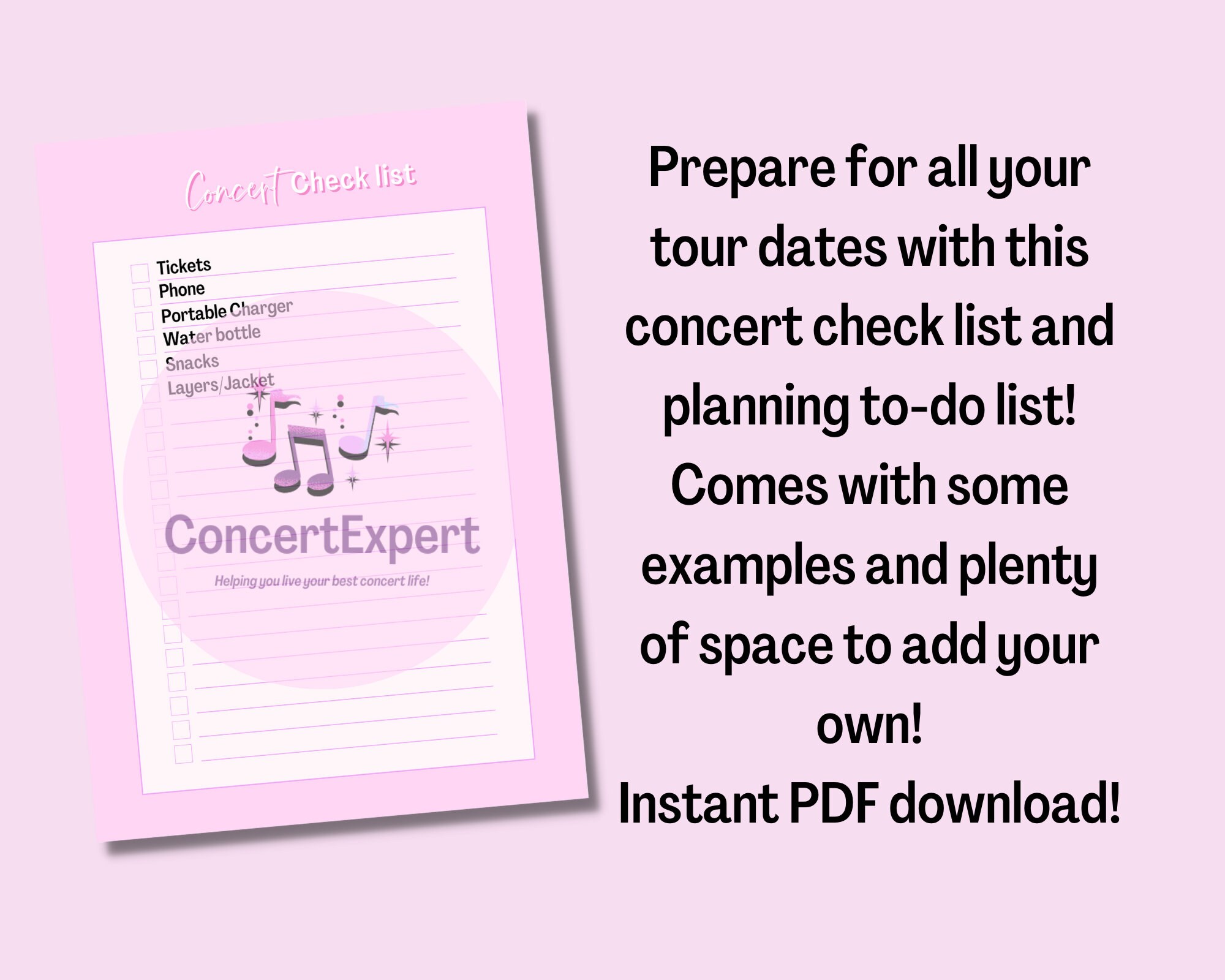 Concert Check List, Downloadable Live Event Planning List, Concert ...