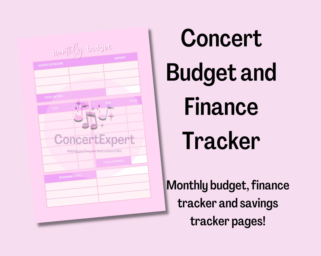 Concert Budget Planner, Live Event Planner, Finance Tracker, Concert ...