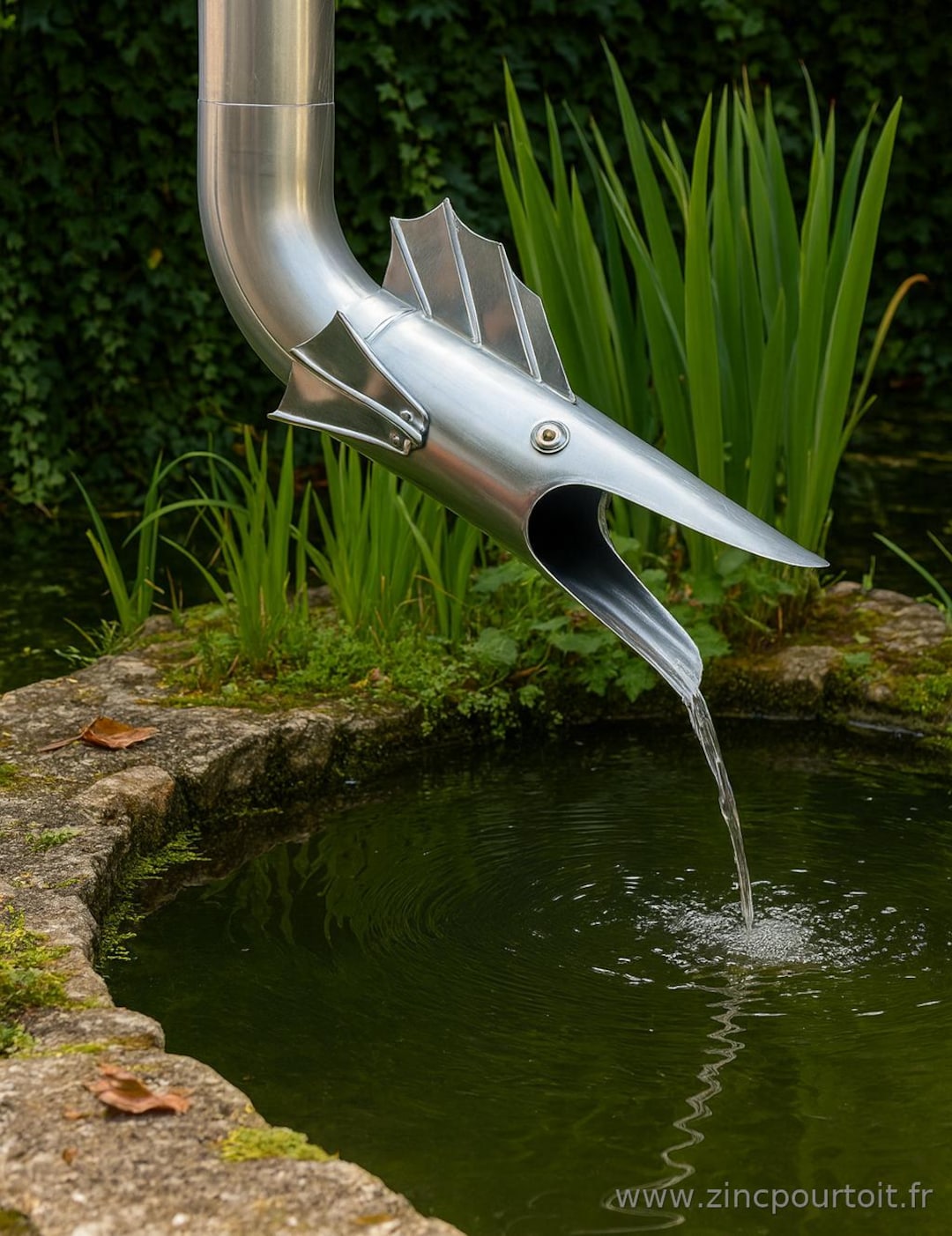 Zinc Gutter Gargoyle – Decorative Fish Ornament for Roof, Garden or ...