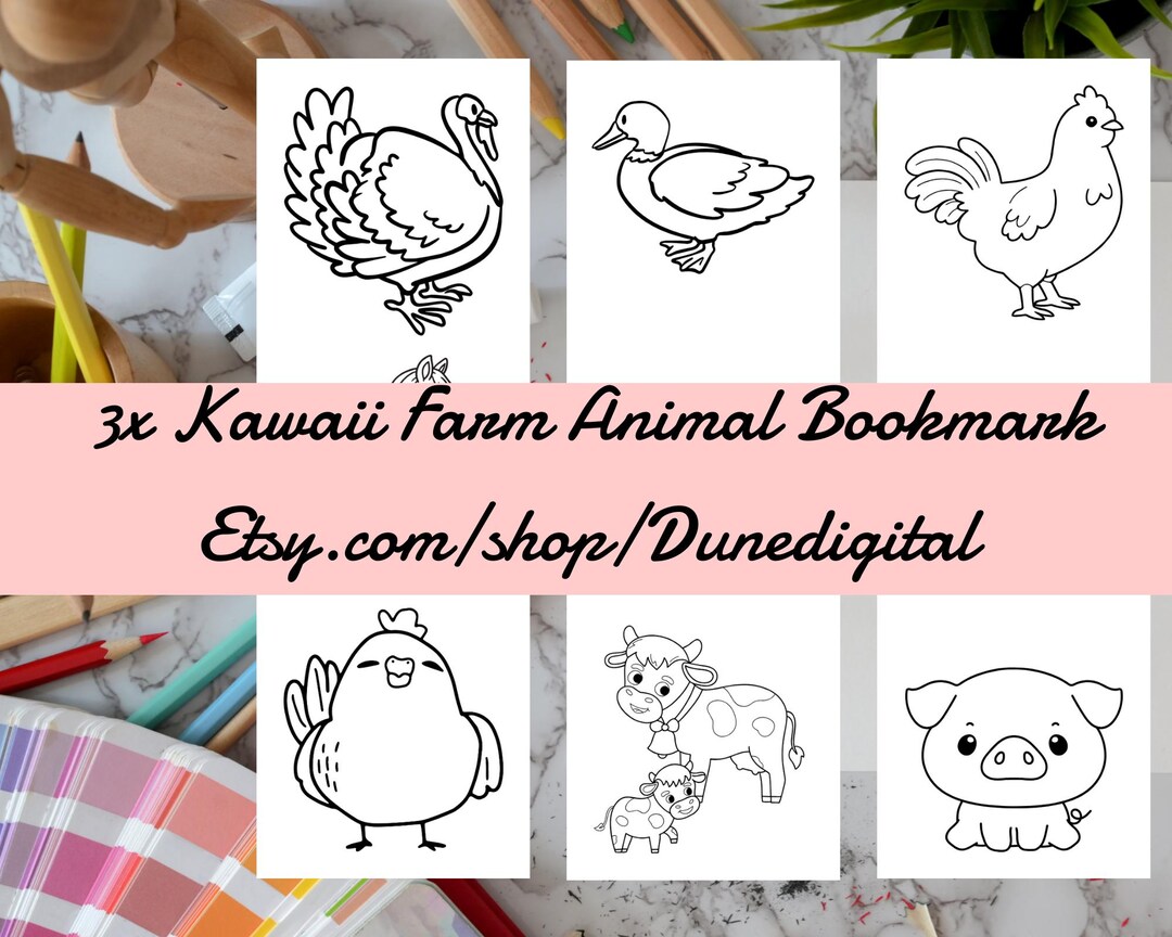 Kawaii Farm Animal Bookmark, Cute Planner Accessory, Book Lover Gift ...