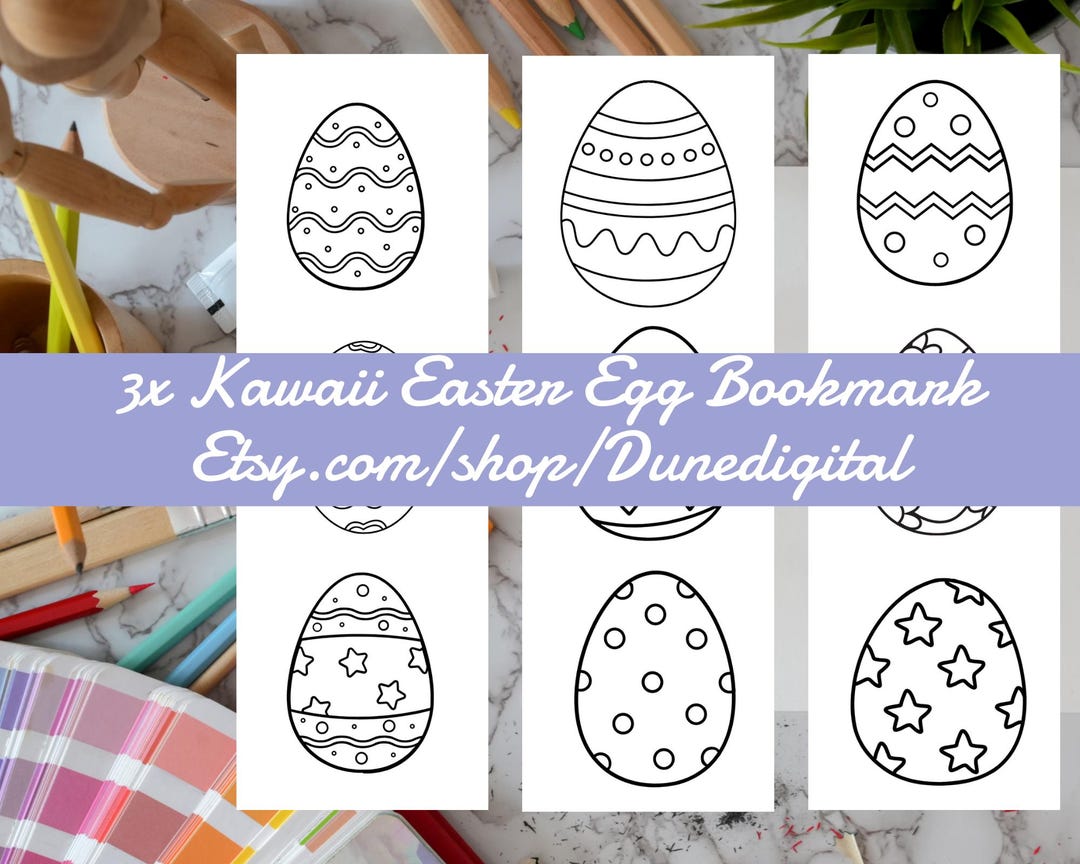Easter Egg Bookmarks – Printable Easter Theme Bookmark, Cute Egg Art ...