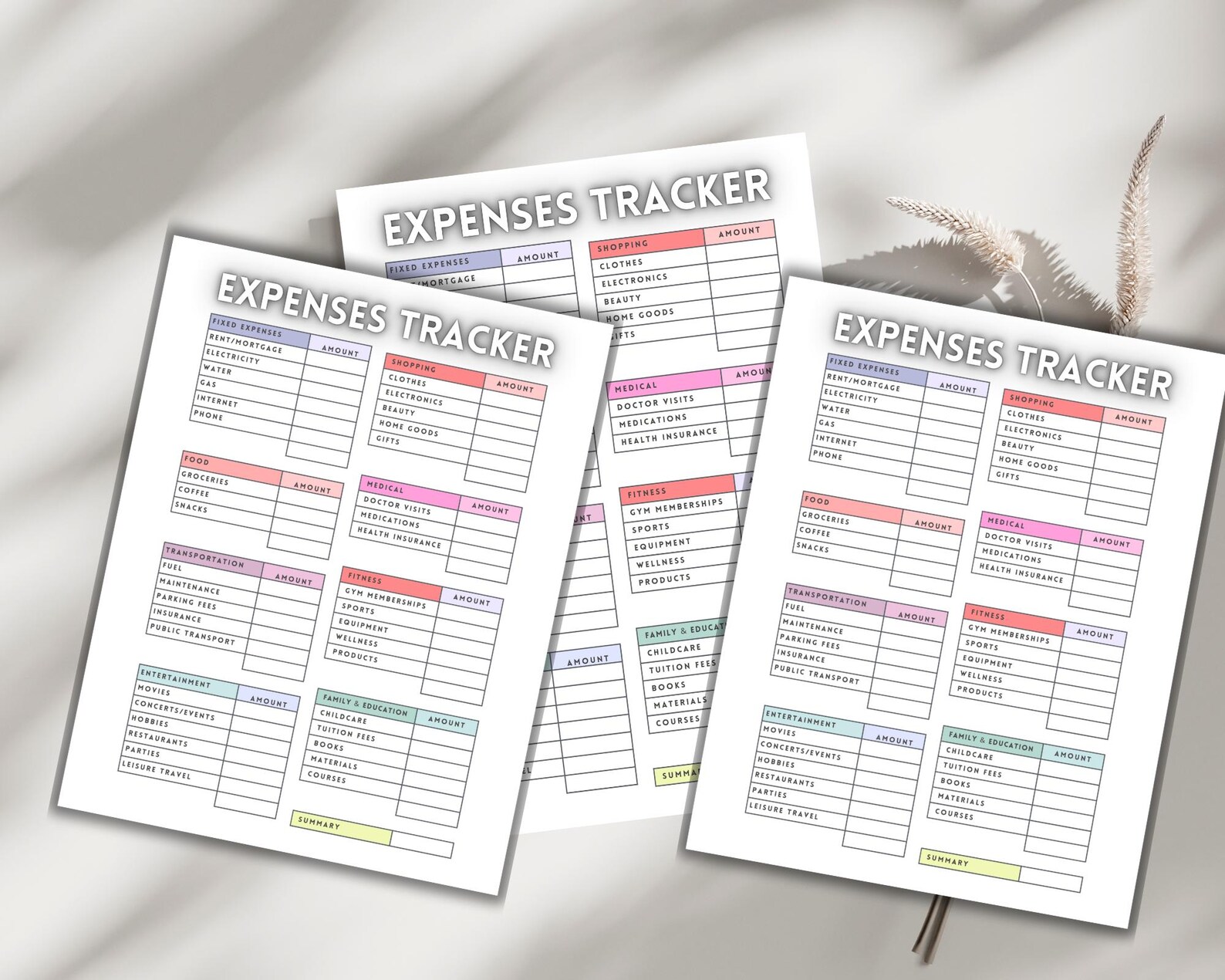 Expenses Tracker Printable Customizable Expense Log, Personal Finance ...