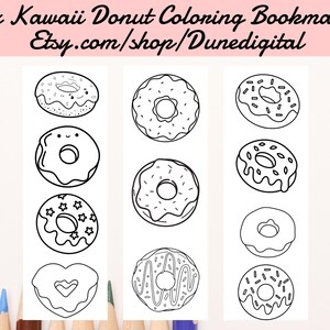 Kawaii Donut Coloring Bookmark – Digital Download, Printable Coloring ...