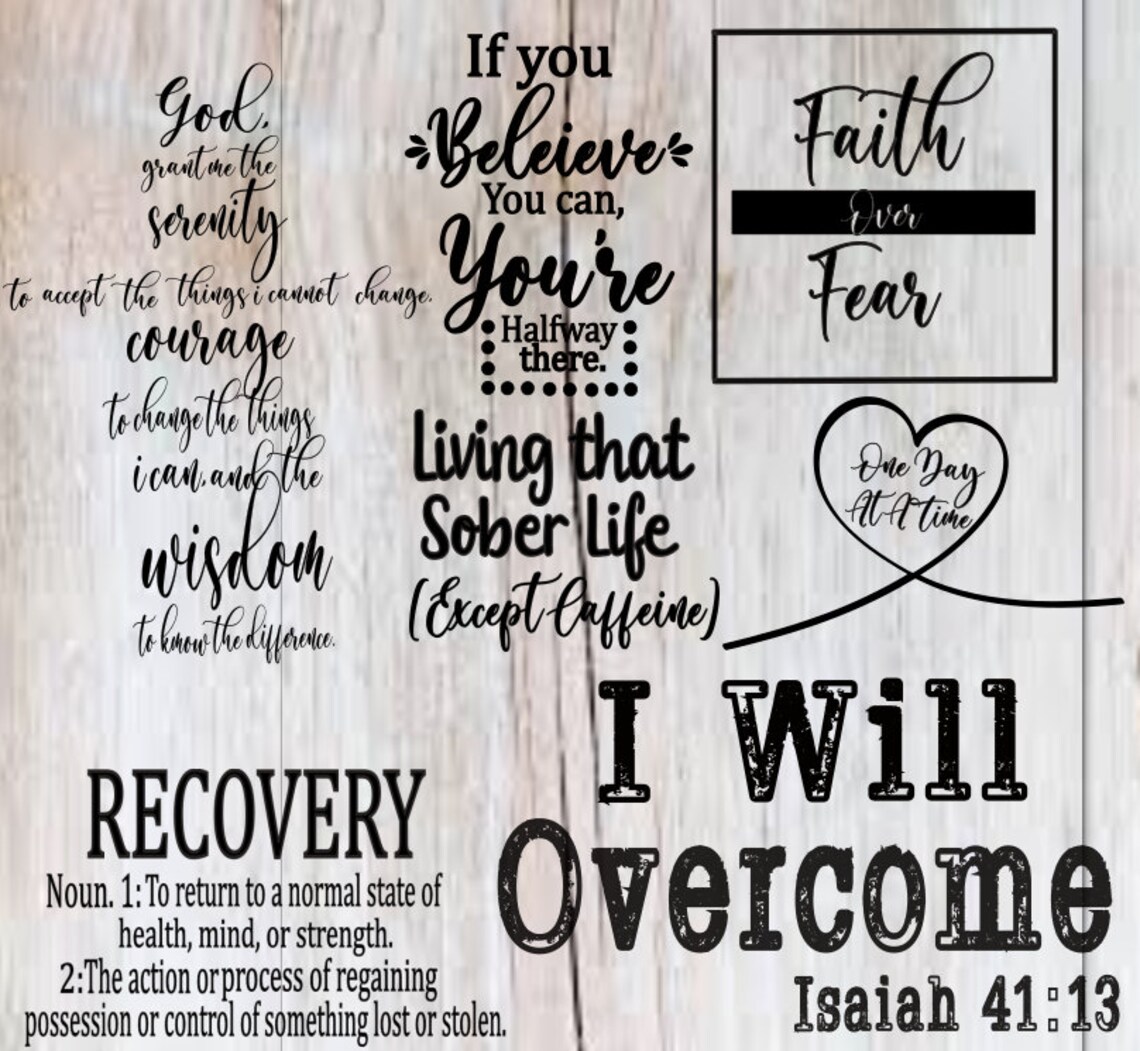 5 Svg Bundle Recovery Svg, Sobriety Svg, Sober Shirt Svg, Inspirational ...
