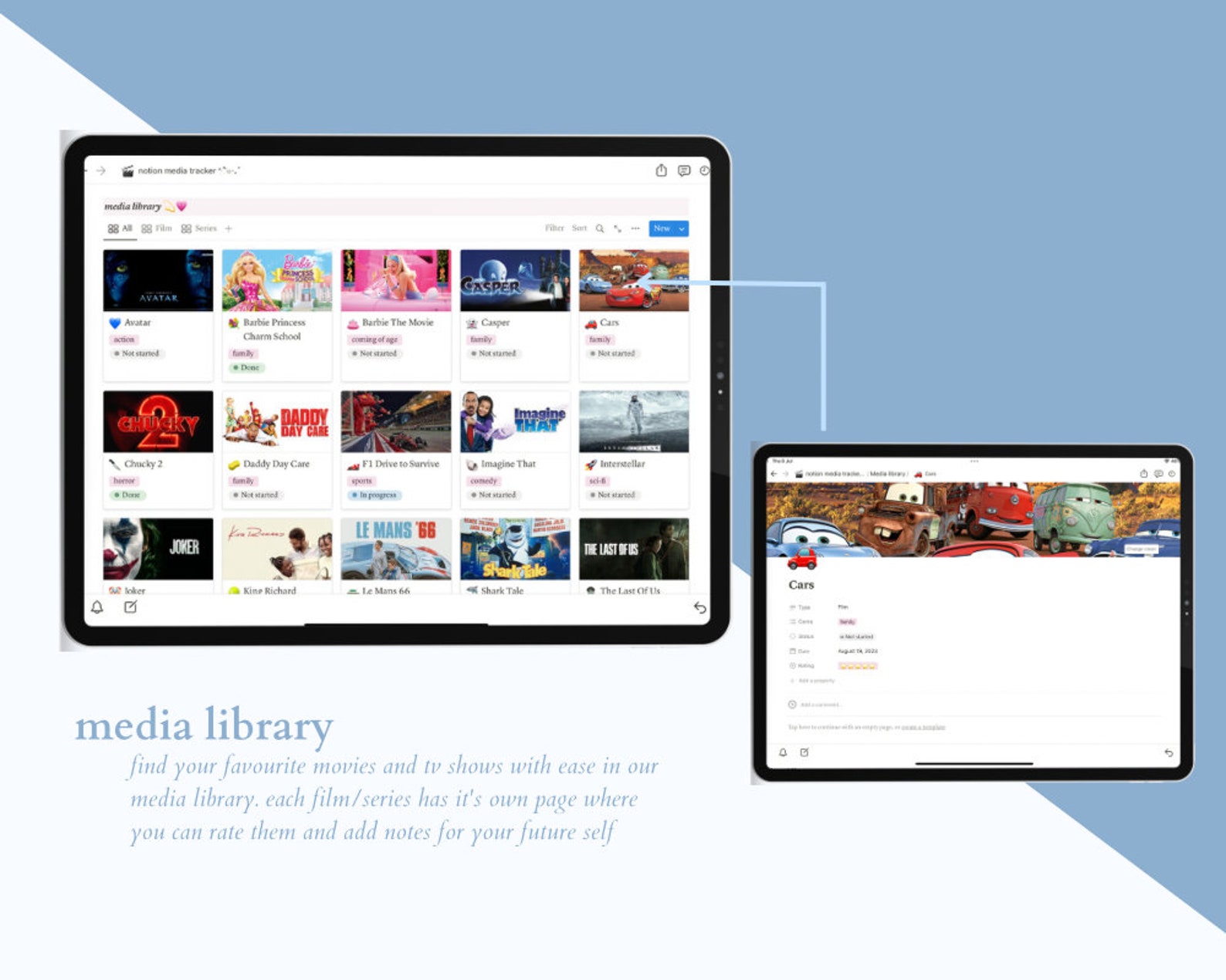 Aesthetic Notion Movie and Series Tracker, Notion Media Template, Movie ...