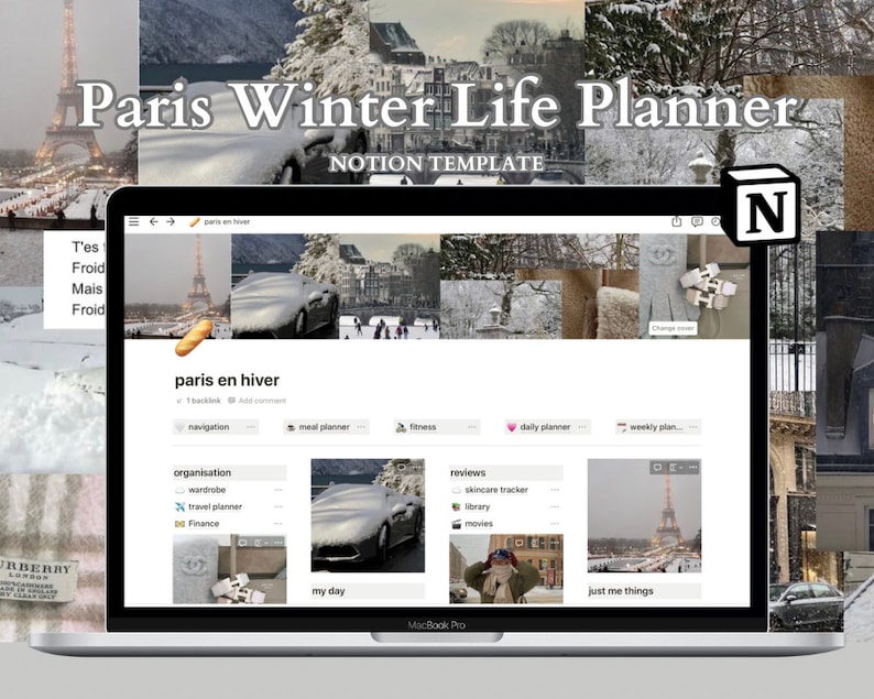 Paris Winter Aesthetic Notion Life Planner Template (digital Download ...
