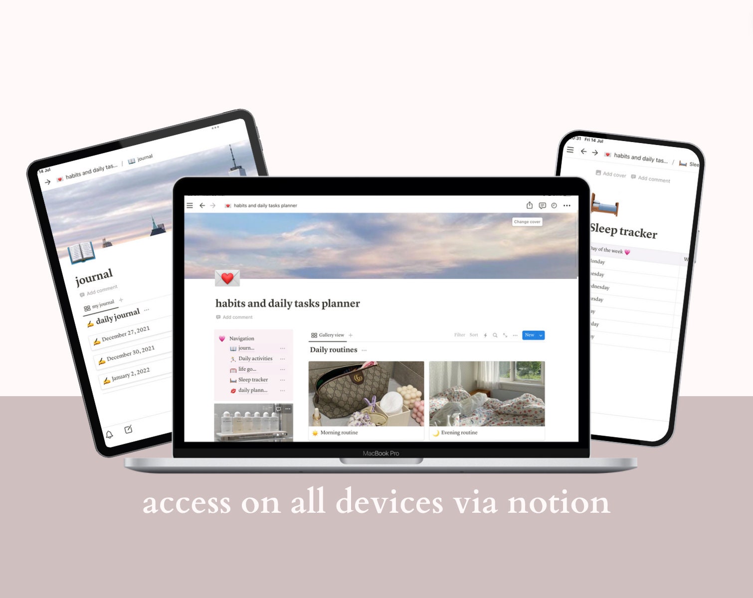 Aesthetic That Girl Habit & Daily Task Notion Template, Notion Habit ...