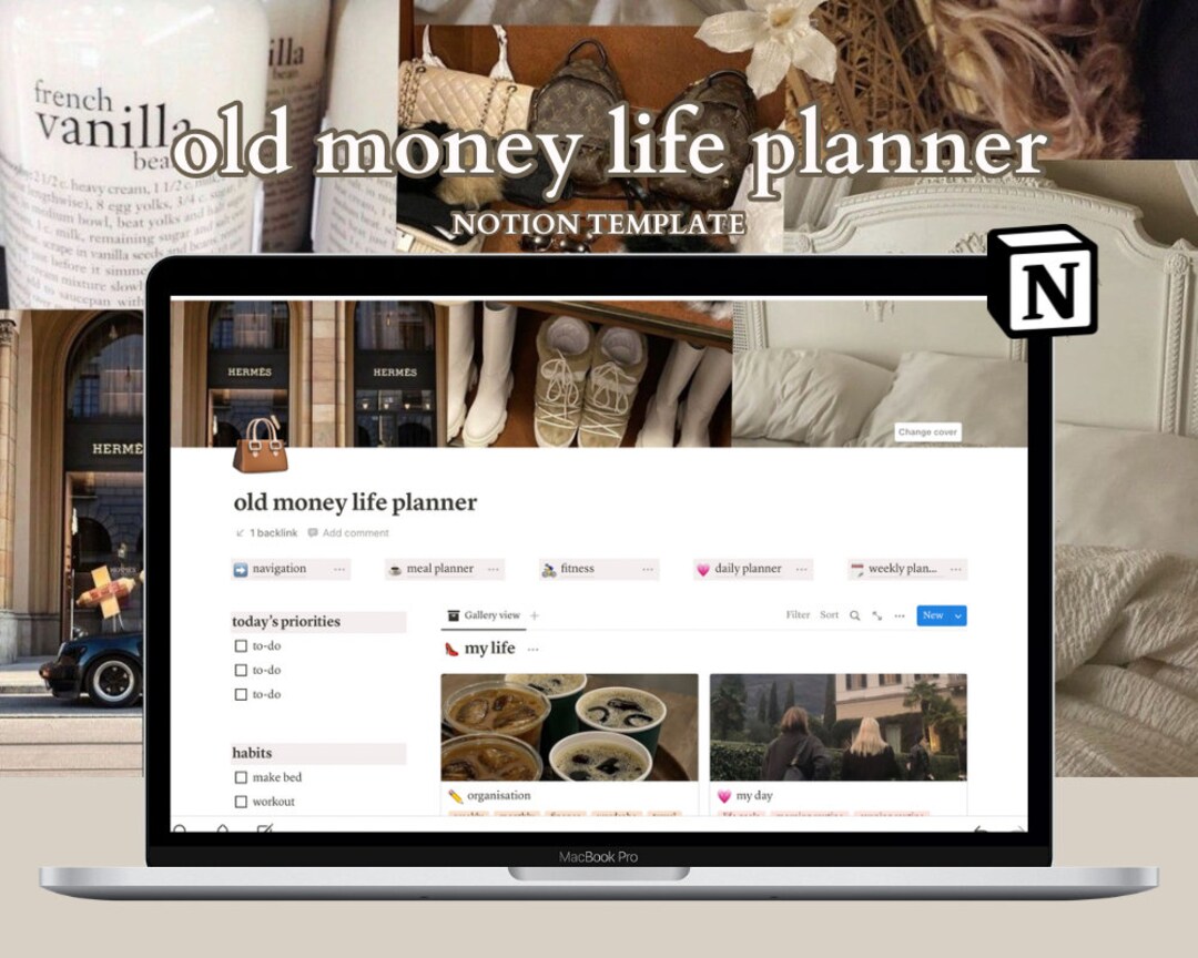 Old Money Aesthetic Notion Life Planner, Light Academia Notion ...