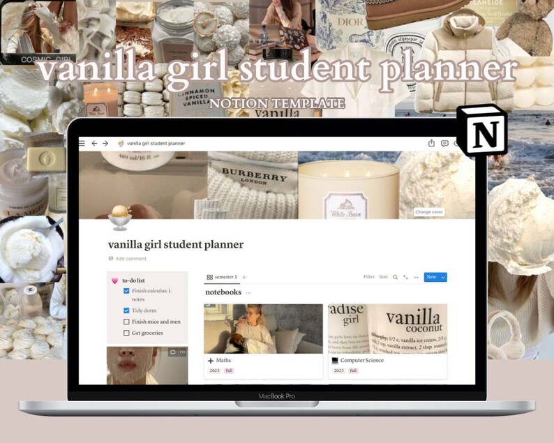 Vanilla Girl Aesthetic Student Notion Planner (digital Download) - Etsy