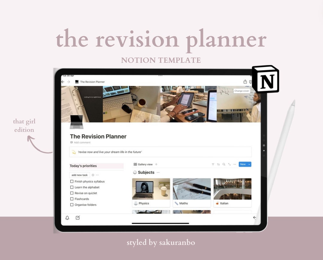 Aesthetic Notion Revision Planner Template (digital Download) - Etsy