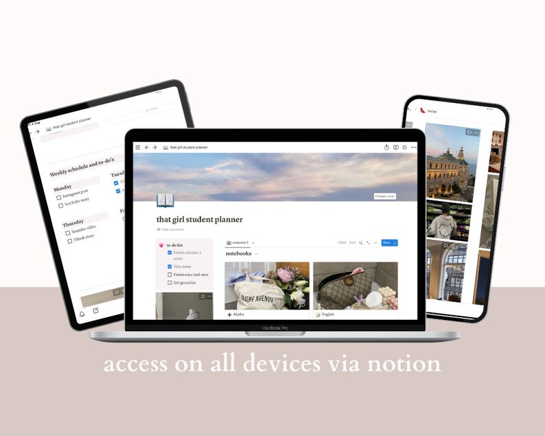 Aesthetic Student Notion Planner Template, That Girl Themed Notion ...