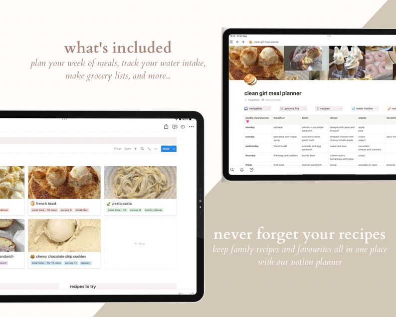 Aesthetic Clean Girl Notion Meal Planner Template, Clean Girl Recipe ...