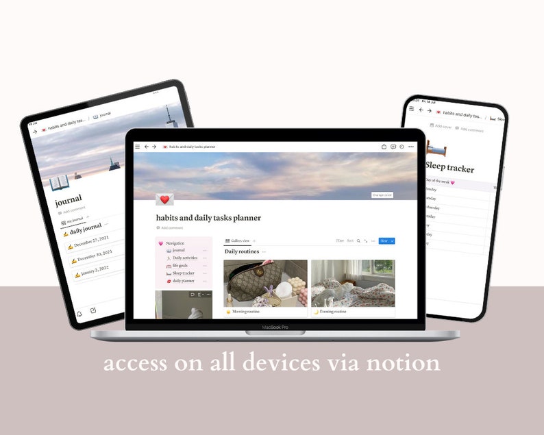 Aesthetic That Girl Habit & Daily Task Notion Template, Notion Habit ...