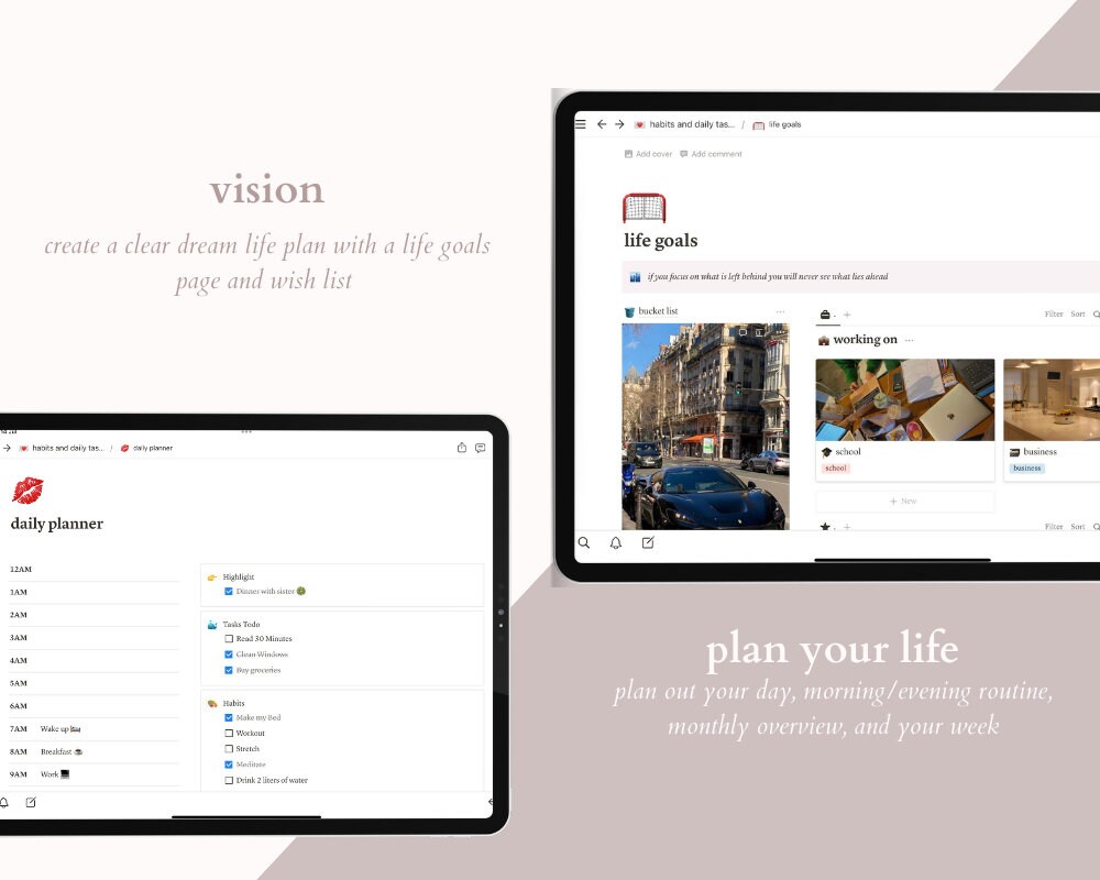 Aesthetic That Girl Habit & Daily Task Notion Template, Notion Habit ...